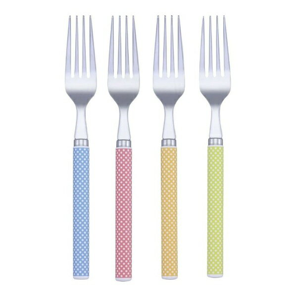 可愛らしいドット柄のフォーク4本セットです。【仕様】●耐熱温度： 柄部/80℃