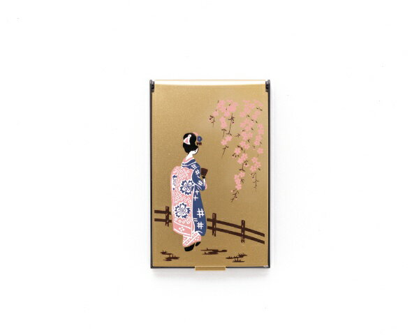 日本の伝統工芸、舞妓の蒔絵を施したミラーです。インバウンド向けに好評です。【仕様】・本体サイズ：W78×D125×H10mm・ミラーサイズ：等倍鏡／W74×D109mm、3倍拡大鏡／W74×D109mm・重量：約110g・材質：［本体］AB...