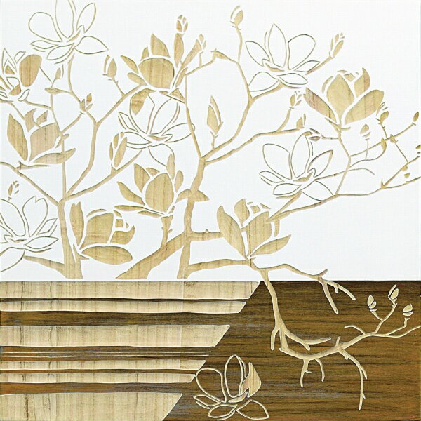 ハンドカービング＆ハンドブラッシュのコラボレーションアート■材質桐■仕様壁掛用