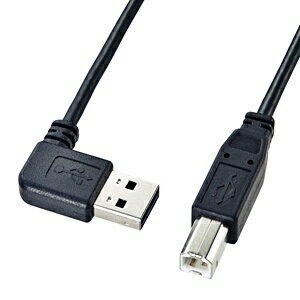 〔USB TYPE-A（オス）⇔ USB TYPE-B（オス）：USB 2.0〕USBAコネクタの向きを気にせず挿せるL型USB2.0ケーブル （A to B）（1.0m・ブラック）◆USB Aコネクタのパソコンと、USB機器（プリンタ・H...