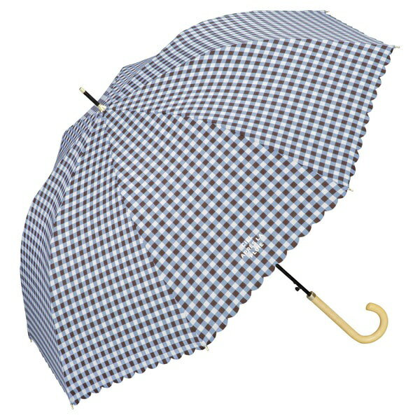 ポップなカラーのギンガムチェックに、ワンポイントのロゴを配置し、レトロかわいい雰囲気に仕上げました。グログランテープ素材の留め具は配色にもこだわり、全体的に雑貨ライクなデザインに。丸く波打つ傘のふちがキュートな印象を与えつつ、甘くなりすぎな...