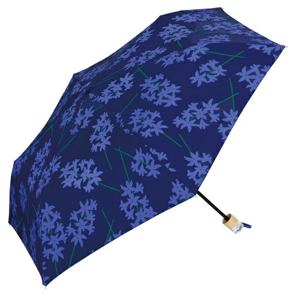 北欧風の色と描き方のヒヤシンス柄の折りたたみ傘。ほっこりとした柄ですが、クリア手元を合わせて、重すぎずに軽やかな印象になるように調整しています。オフ、グレー、ネイビーといずれも幅広いファッションに合わせやすいカラー展開。傘生地に合わせたスト...