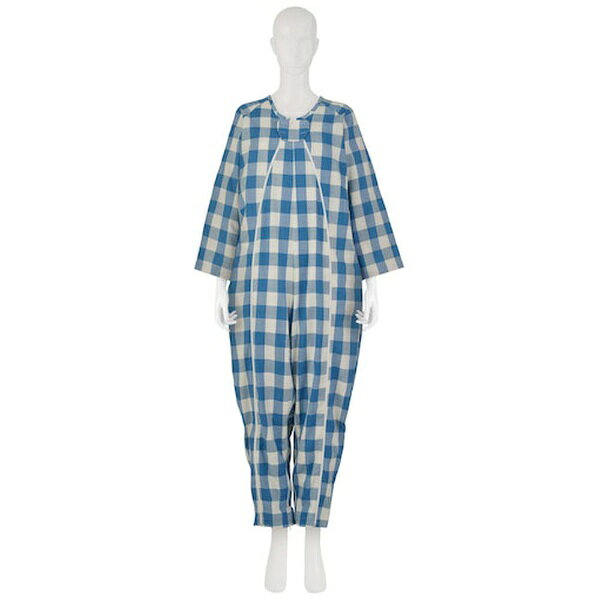 ■胸元から両足首にかけて開き、前身ごろが取り外せるタイプ【仕様】・色： チェックブルー・サイズ： L・胸囲（cm）： 96〜104・身長（cm）： 160〜175・タイプ： 厚手・ヒップ（cm）： 92〜100・ホック付つなぎねまき 【材質...