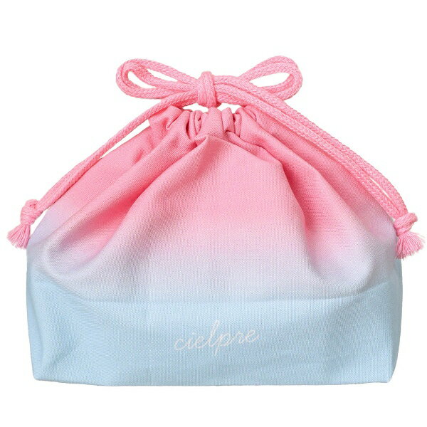 Cielpreシリーズのランチボックス、箸＆ケースが巾着に収まります。本体綿100％の色合いがかわいいシンプルな巾着です。