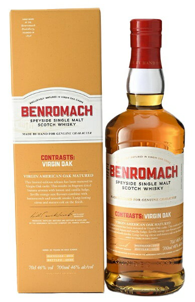 容量：700ml　度数：46度「バージンオーク」には、最高級のアメリカンオークが樽材として選ばれました。樽材は注意深く自然乾燥され、スペイサイドのクーパーの手によって250Lサイズのホグスヘッドに加工されます。樽が完成したらやさしくチャーし...