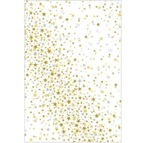 大小の星が散りばめられた華やかなラッピングペーパーです。ラッピング以外にも色々な用途に利用できます。