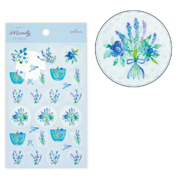 【カラー】ブルー 【イメージ・効果】誠実さや知性／集中力を高める 【モチーフ】ブルーベリー・ラベンダー・青い鳥・台紙：147×93mm ・箔加工