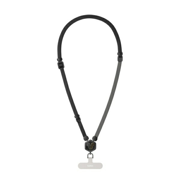 ・斜め掛けのスマートフォン用ストラップ・六角形のバックル。フックではなく、オリジナルのピンを採用、ロックとロック解除が可能・リサイクルレザーを採用・リバーシブルなストラップ、またプレートはいくつかの種類から選んでカスタマイズ可能・アクセサリ...