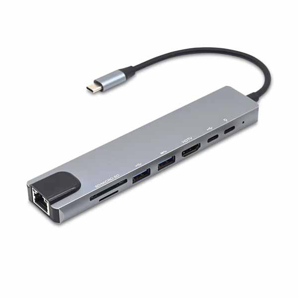 本製品は、USB-CポートからHDMI / RJ45 / microSD/ SD / USB-C / USB-A×2 / PD100W給電機能を追加することができます。USB-Cポート1つで、デスクトップパソコンのような様々な機器の接続が可...