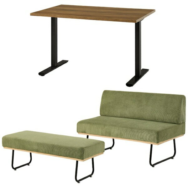 お部屋が広く見えるロースタイルのソファダイニングセット。シンプルなT字脚デザインのテーブルとコーデュロイ生地のおしゃれなソファを合わせました。■サイズ・テーブル：W110×D70×H66cm・ソファ：W105×D57×H68（SH39）cm...