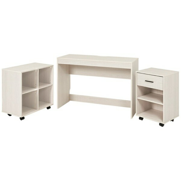 奥行スリムで置きやすいデスクセット。収納部分はキャスター付きなので、お部屋に合わせてレイアウトを変えたり、デスク下にコンパクトに収めたりできます。■サイズ・デスク：W105×D40×H75cm・ラック：W59×D35×H63.5cm・チェス...