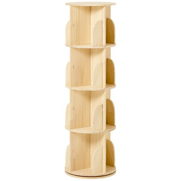 360度回転するので本が探しやすく、省スペースなのに大容量な本棚。天然木パイン材を使用しており、無塗装なので経年変化を楽しんだりDIYでアレンジしたりできます。■サイズ：W39×D39×H128cm