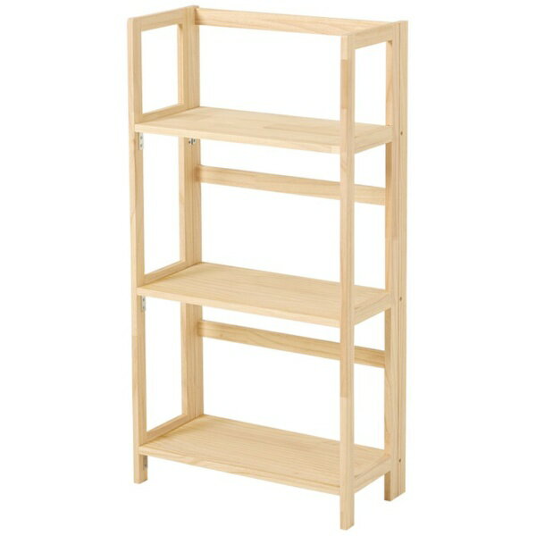 組立不要でサッと広げられるシンプルラック。天然木パイン材を使用しており、無塗装なので経年変化を楽しんだりDIYでアレンジしたりできます。■サイズW50×D24×H95cm（折りたたみ時の厚さ：5cm）