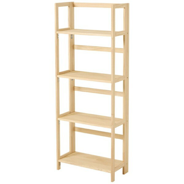 組立不要でサッと広げられるシンプルラック。天然木パイン材を使用しており、無塗装なので経年変化を楽しんだりDIYでアレンジしたりできます。■サイズW50×D24×H128cm（折りたたみ時の厚さ：5cm）
