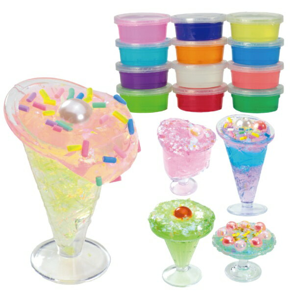 初めてのスライムにぴったりのスターターキットです。キュートでカラフルな12色のスライムと、キラキラでかわいいパーツが盛りだくさんです。12種類のパフェカップに盛りつけて、自分だけのかわいいパフェがつくれます。スライム遊びの楽しさとデザインの...