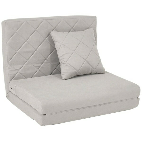 座面を広げると簡易ベッドに。コンパクトサイズでワンルームにも置きやすく、背もたれのキルティングデザインが可愛いソファベッド。