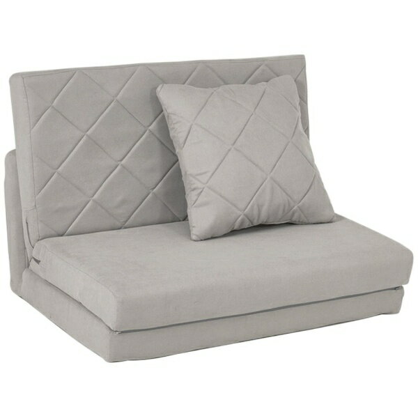 座面を広げると簡易ベッドに。コンパクトサイズでワンルームにも置きやすく、背もたれのキルティングデザインが可愛いソファベッド。