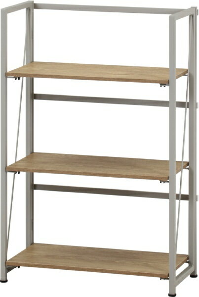 パタッと折りたためる！3段オープンシェルフ■シンプルで使いやすいデザイン他の家具とも合わせやすいカラーリング。フラットな設計のため、置く部屋を選ばすどこでも使えます。■しっかり収納できるスペース棚板収納部分は奥行28×高さ31cmで、インナ...