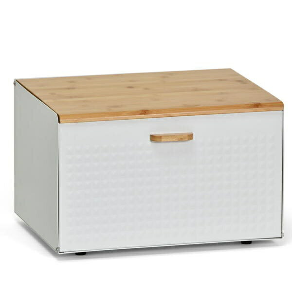 TREEシリーズは、前板にダイヤプレスを施した凹凸のあるデザインと、天然木の天板がおしゃれなブレッドケース。商品幅も40cmあるので、一般的なトースターなども上に置く事ができる大型サイズで、中に出し入れが可能な収納棚付きなので、間仕切りにし...