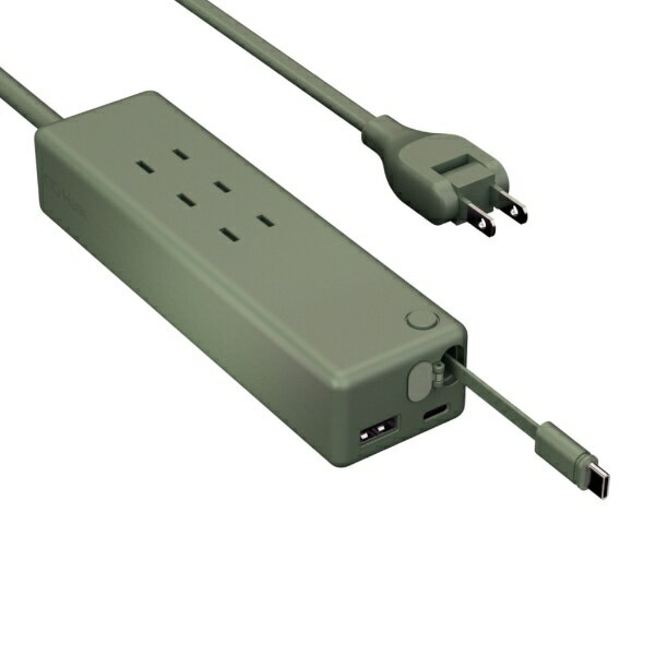 コンセントX3、USB-AX1、USB-CX1を備えた多ポート電源タップ、最大20W出力
