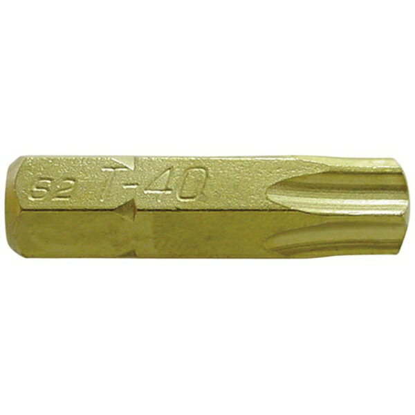 ●耐久性に優れたチタンコーティングを施したビット。 ●差込角(HEX)：1/4 ●全長(mm)：25 ●硬度(HRC)：57〜59 ●材質：S2合金鋼 ●サイズ(TX)：40