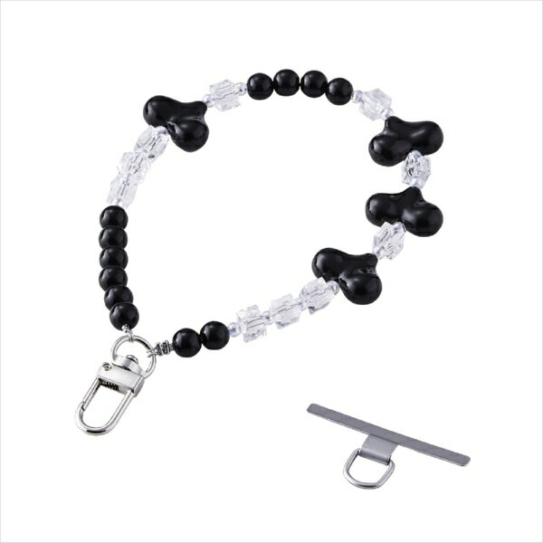 ブラックのハートとビーズが甘すぎず、ほどよく大人っぽさも感じられるビーズハンドストラップです。 不規則に配置されたハートチャームが、甘さと抜け感のちょうどいいバランスのデザインです。 カラビナを1か所にまとめて、金具のがちゃつきを抑えた軽や...