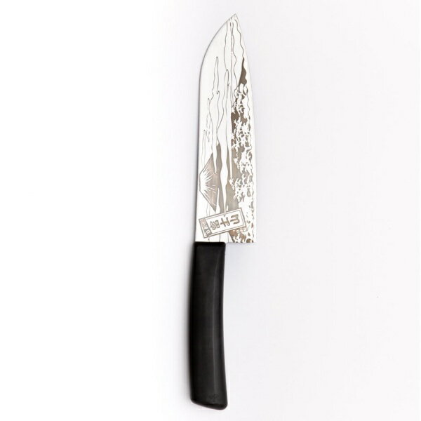 肉・野菜・魚と万能に使える三徳包丁。電解腐食にてデザインした包丁。両面デザイン。汚れがたまりにくく、お手入れもしやすい。※刃体を金属のたわしなどで強くこするとデザインが落ちる場合があります。【仕様】食洗機：〇　研ぎ直し：〇　右利き：〇　左利き：〇