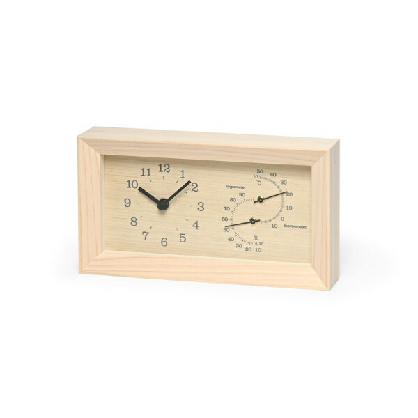 日本古来より親しまれているヒノキ材。まっすぐ美しい木目をいかして時計枠に組みました。文字板はヒノキ材の突板を採用し、統一感ある仕上がりに。無塗装にすることで、なめらかな木肌の質感や清々しいひのきの香りをたのしんでいただけます。＊温湿度計につ...