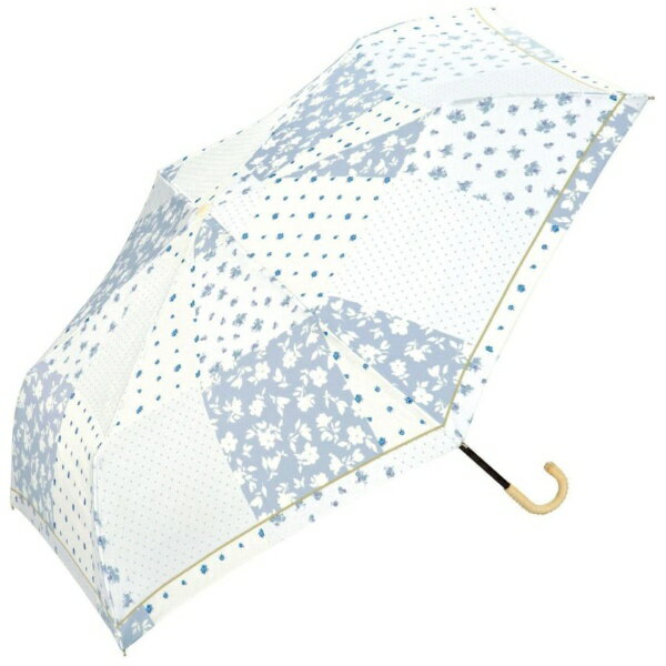 可愛らしい小花柄が織りなすパッチワーク風デザインは、ワントーンカラーにすることで、個性的ながらもどんなコーデにも合わせやすいデザイン。持ち手はラタン素材にすることで、ナチュラルな雰囲気に仕上げました。3段式の骨を採用した折りたたみ傘。曲がり...