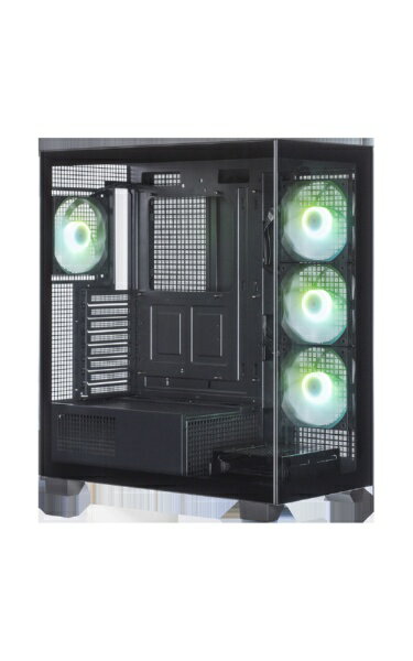 ATXマザーボード対応 ガラスパネル(フロント・左サイド)採用 ARGBファン搭載 ピラーレスPCケース■『魅せるPC』を追求できるピラーレスPCケース玄人志向 KRC-AT01 シリーズは、片面サイドとフロントがガラスパネルのピラーレスP...