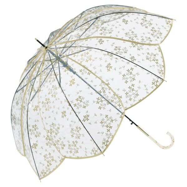 金木犀と銀木犀の儚い美しさをビニール傘に落とし込みました。キンモクセイはゴールド、ギンモクセイはシルバーのお花のパイピングで華やかな大人可愛いビニール傘です。クリアの手元の装飾もポイントになってます。