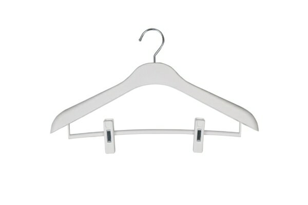 収納性を追求したスリム設計なスーツハンガー。お得な5本組セットです。肩部分の先端がラウンド形状で、肩のラインを内側からキープします。強力クリップ付でパンツ、スカートもまとめて収納できます。