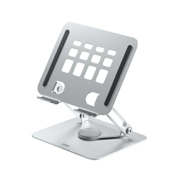 台座部分が360°回転するアルミ製のタブレットスタンド。2つのヒンジを搭載し、前後の位置調整と左右の向きを変えることが可能。■2つのヒンジを搭載し角度と高さの調整ができるアルミ製のタブレットスタンドです。■ヒンジ構造により無段階で自由に角度...