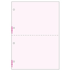 ■用紙サイズ：A4（210×297mm） ■ミシン目切り離し後のサイズ：210×148.5mm■紙厚：0.08mm■坪量：64g/m2■白色度：70％ ヒサゴ BP2018 (マルチプリンタ帳票/A4 ピンク 2面 4穴)