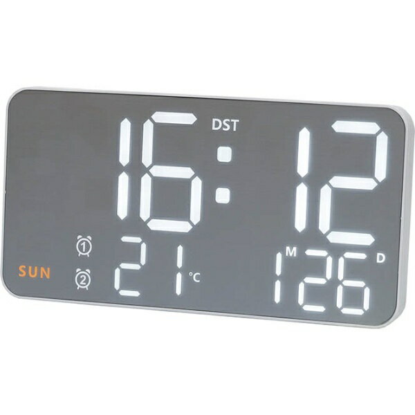 置き掛け兼用に最適なサイズ感！電池使用時は消費を抑える為常時表示は行いません。センサーが音を感知して自動で表示を行い、10秒後に消灯します。画面表示が消えてもアラームなどの機能は持続します。USBアダプター使用時は常時点灯します。アルミの様...