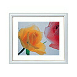 ■木製■ホワイト■厚手Vカット台紙 （2.0mm）■透明ガラス使用■吊りヒモ付■スタンド付