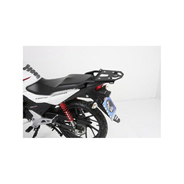 耐荷重：5kg色[カラー]：ブラック材質[素材]：スチール、アルミニウム加工[有/無]：取り付けには多少の加工が必要な場合がございます。特記事項：ツーリングバック等をベルトやロープで固定する際に便利なスリットが入ったミニラックキャリア。トッ...