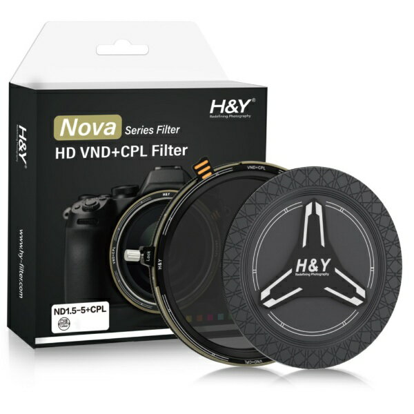 【製品特徴】■H&Y HD Nova-Series Variable ND3-32 + CPL フィルター Kit（ND3-32+CPL フィルターキット）は、NDフィルターとCPLフィルターを組み合わせた2in1構造の可変式フィルターです...