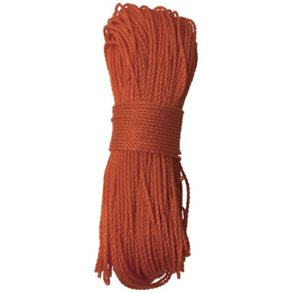 ■軽量で水に強く、強力でショックにも強いロープです。【用途】・ネット、農園芸、インテリアなど。【仕様】・色： 橙・線径（mm）： 2・長さ（m）： 56・包装形態： 袋入【材質／仕上】・ポリエチレン（PE）