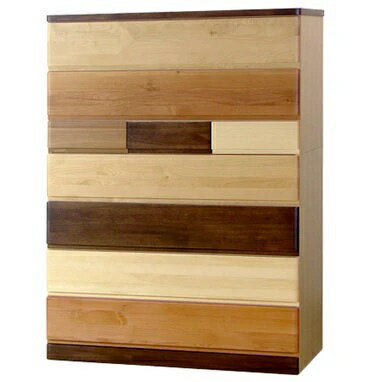 ●異なる無垢材を組み合わせた個性的なデザインと、色味のコントラストが美しい幅1000mmの7段ハイチェストです。●家族皆の衣類をたっぷり収納できる長引き出しは、フルスライドレール付き。奥まで引き出せて、見やすく整理整頓が可能です。●他のテイ...