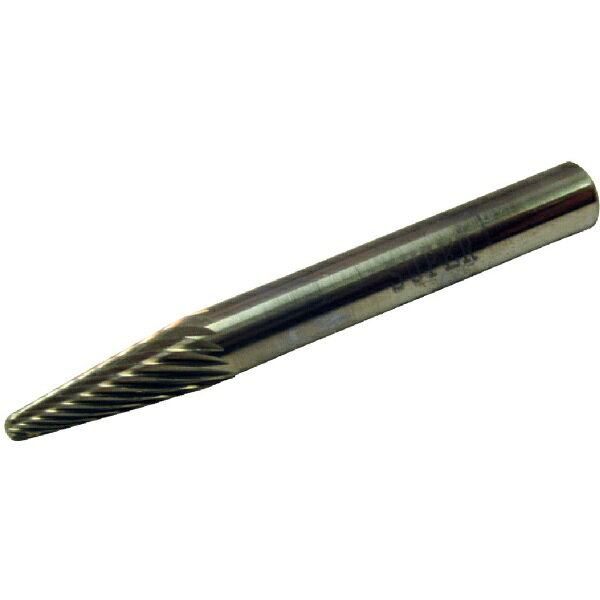 ■独自開発の刃形状により、高速回転使用時にバーが不用意に被切削物に喰いこんでしまうことがないため、滑らかに加工でき能力アップに貢献します。【仕様】・形状： テーパー型14°（シングルカット）・刃径（mm）： 6・刃長（mm）： 16・軸径（...