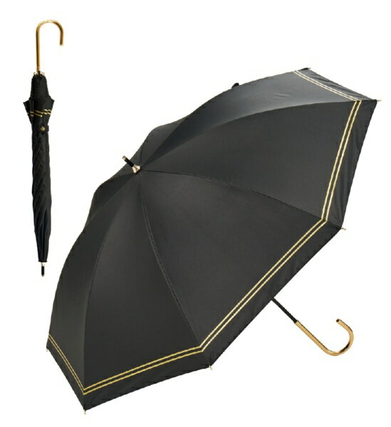 ◆2ライン柄・高級感を演出したディテールラメ加工の2本ラインが入ったシンプルながらも上品なデザインのショート丈傘。シンプルデザインなのでビジネス〜デイリー使いと幅広くお使いいただけます！露先・石突はゴールド仕様で高級感を演出！J型ハンドルは...