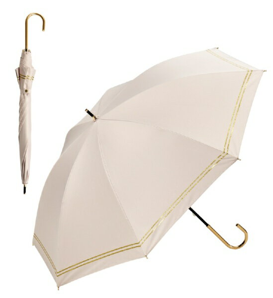 ◆2ライン柄・高級感を演出したディテールラメ加工の2本ラインが入ったシンプルながらも上品なデザインのショート丈傘。シンプルデザインなのでビジネス〜デイリー使いと幅広くお使いいただけます！露先・石突はゴールド仕様で高級感を演出！J型ハンドルは...