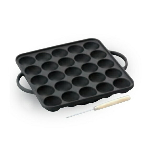 一度にたくさんのたこ焼きが焼ける、25穴のたこ焼き器です。家庭用では最大級の穴数で、パーティーにも最適。五徳からずれないよう底に溝があり、安定して使用できます。ピン付きで、使いやすさも抜群です。
