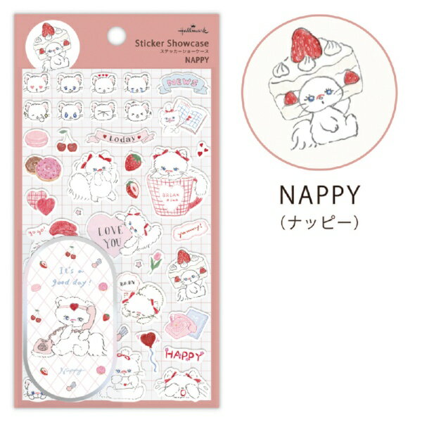 台紙：175×102mm箔加工(ステッカー)シールシート：紙素材 ステッカー：PET素材2柄2枚クリエイター：「NAPPY」 キャット柄 ※「LINE」はLINEヤフー株式会社の登録商標です。