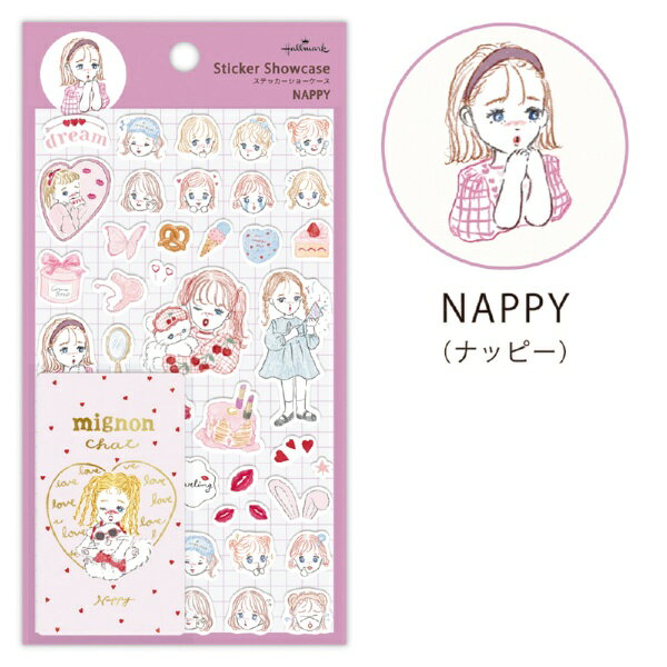 台紙：175×102mm箔加工(ステッカー)シールシート：紙素材 ステッカー：PET素材2柄2枚クリエイター：「NAPPY」 ガール柄 ※「LINE」はLINEヤフー株式会社の登録商標です。
