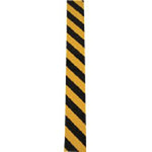 ■危険標示機能および保護クッション効果があります。■カッターで切断できます。【用途】・工事現場、工場での危険防止に。【仕様】・色： 黄/黒・幅（mm）： 100・長さ（m）： 2・厚さ（mm）： 5・取付方法： 貼付タイプ（はく離紙付）