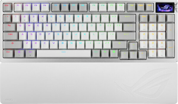 アナログ対応・磁気式キースイッチ搭載の96％キーボードROG HFX V2磁気式キースイッチやROGホールセンサー、OLED表示、3方向ノブ、ROG SpeedNova 8K対応のトライモード接続、6層の消音構造とリストレストを搭載。■OG...