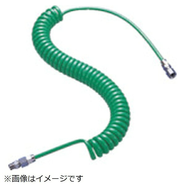 【仕様】・流体温度：-5〜60℃・使用圧力：0.8MPa・接続継手：G1/4ユニバーサルめねじ、G1/4めねじ、R1/4おねじ付・ホース内径×外径：5×8mm・コイル径(mm)：42・色：緑・使用範囲(m)：3.6・外径(mm)：8・内径(...
