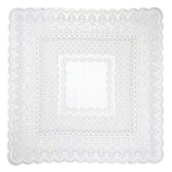 ●レースが上品　テーブルクロス　140×140cm●手作りならではのあたたかみ●撥水加工で汚れにくい